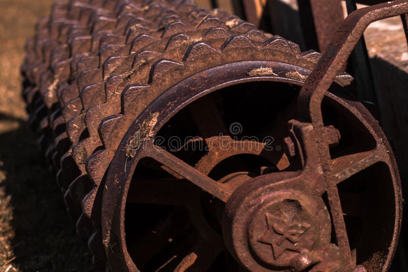 Rusty Old Roller Farm Equipment Stock Image - Image of steel ...