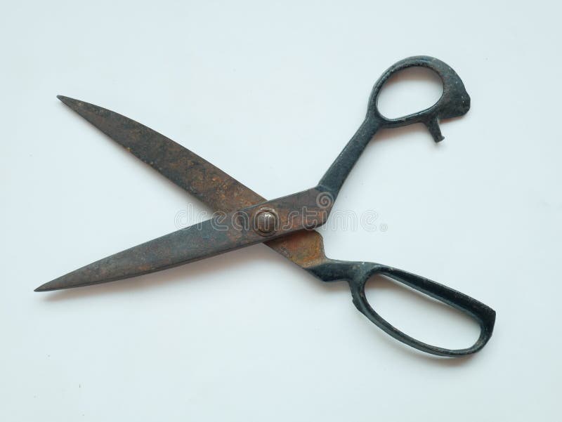 Rusty Old Scissors Isolated on White Stock Image - Image of aluminum ...