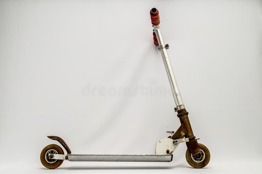 A Rusty Old Scooter with a Red Handlebar Stock Image - Image of vehicle ...