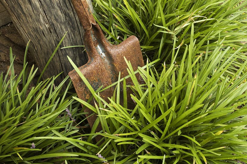 Rusty Old Spade Leaning Against Stock Image - Image of metal ...