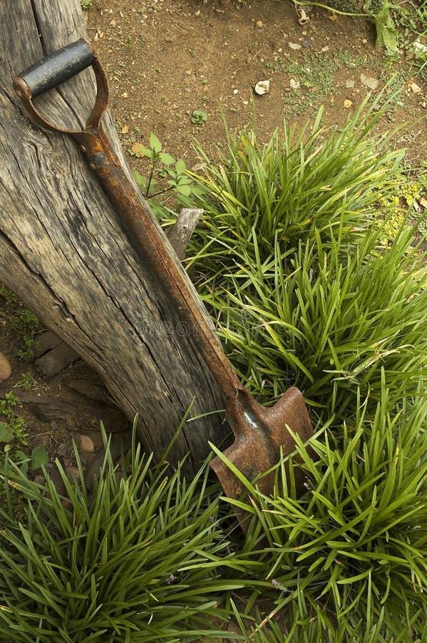 Rusty Old Spade Leaning Against Stock Image - Image of spade, tools ...