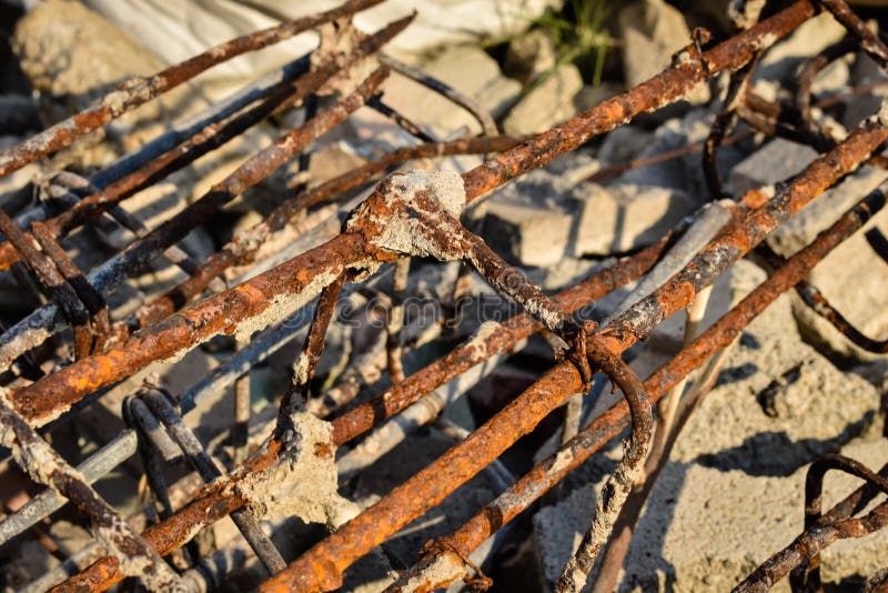 Rusty on Steel Bar on Construction Site Stock Image - Image of build ...