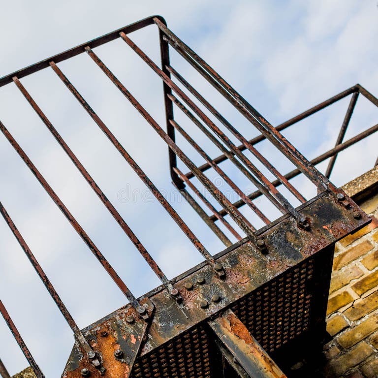 Rusty Old Steel Emergency or Fire Exit Stock Photo - Image of escape ...