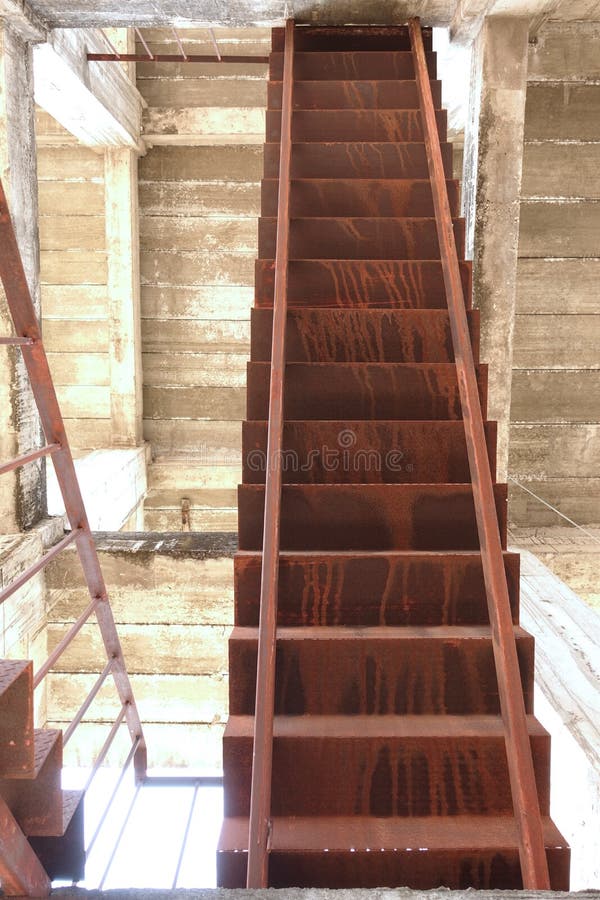 Rusty and old steel stairs stock photo. Image of home - 174522054