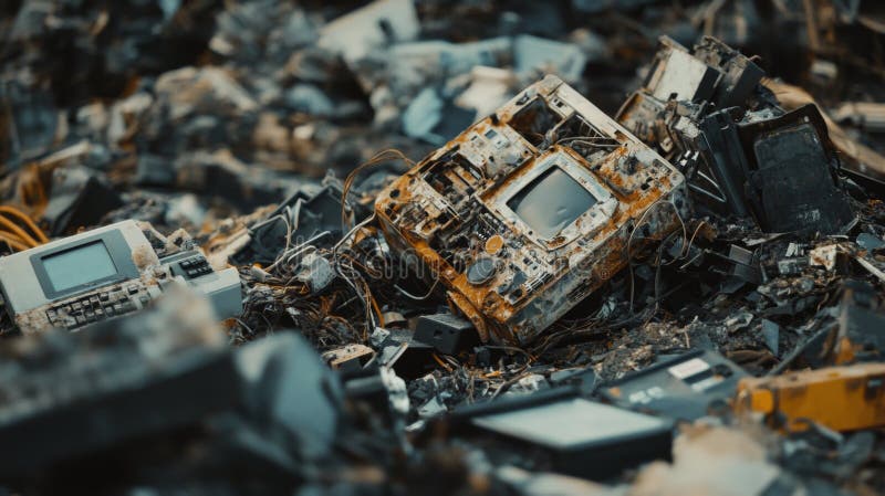 Rusty Old Television Amidst a Heap of Electronic Waste Stock ...