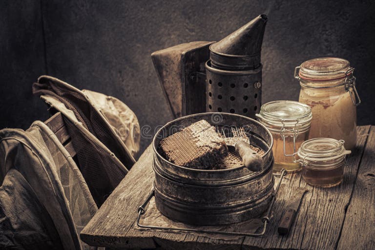 Rusty Tools for Beekeeper with Beekeeping Knot Full of Honey Stock ...
