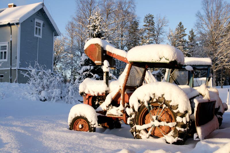 Rusty Old Tractors Left in the Snow Stock Photo - Image of nature ...