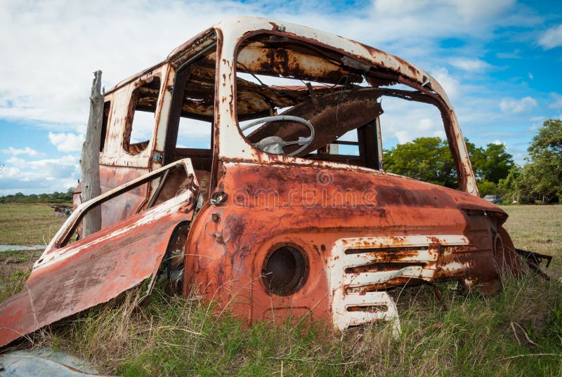 Rusty old van wreck stock image. Image of rusted, green - 30599539