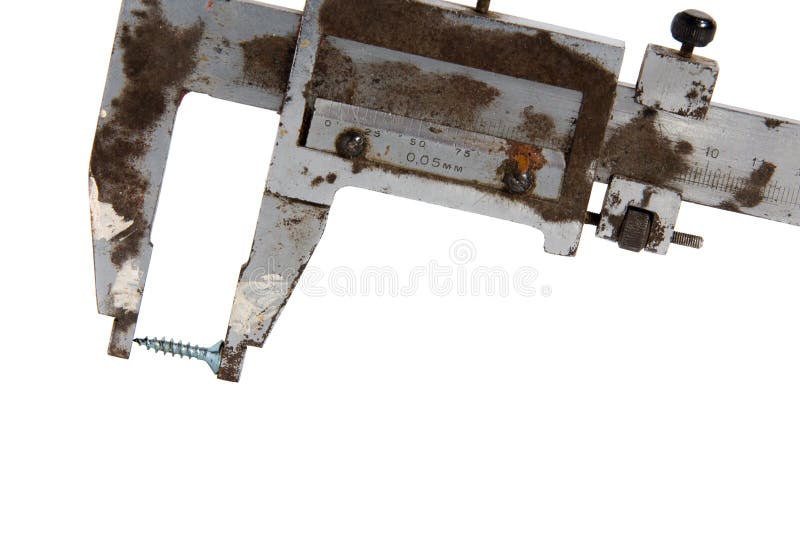 Rusty Vernier Caliper on White Stock Photo - Image of background ...