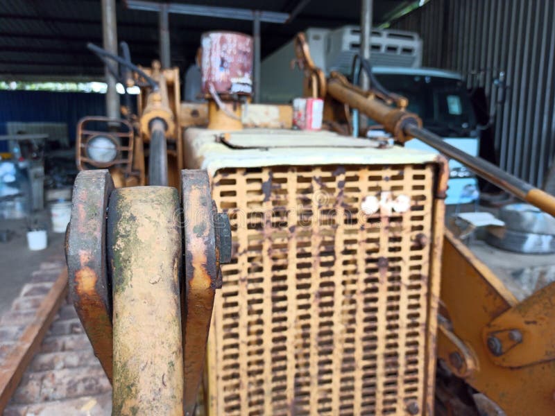 A Rusty Old Vintage Metal Backhoe Loader Closeup Stock Photo - Image of ...