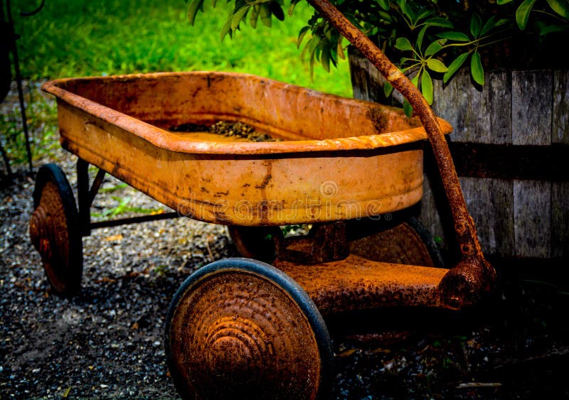 Rusty old wagon stock photo. Image of nostalgia, garden - 104258852