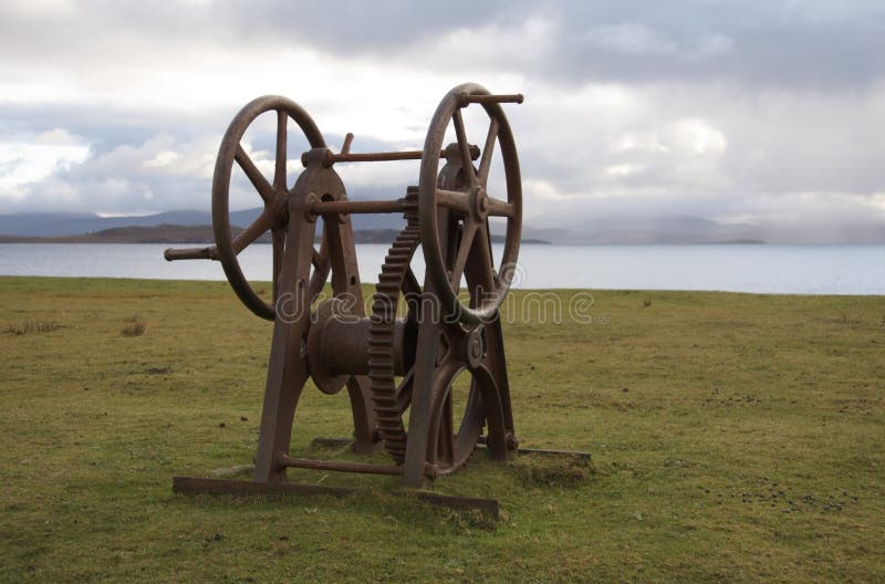 Rusty Old Winch Seaside in Scotland Stock Image - Image of fugacious ...