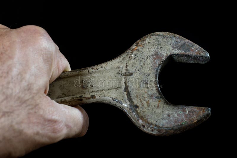 Rusty, Old Workshop Keys. Hydraulic Keys on a Black Table in a W Stock ...