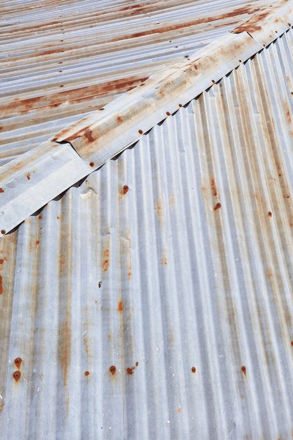 Rusty old zinc roof sheet stock image. Image of construction - 292096537