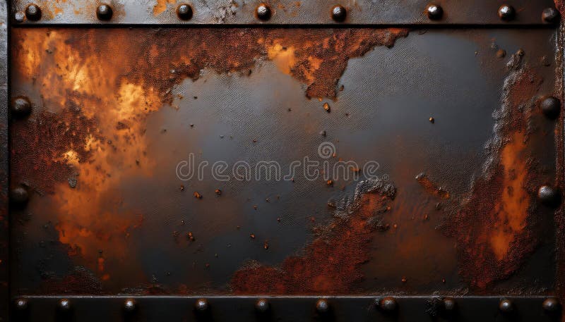 Rusty Orange and Brown Metal Plate with Rivets Showing Corrosion ...