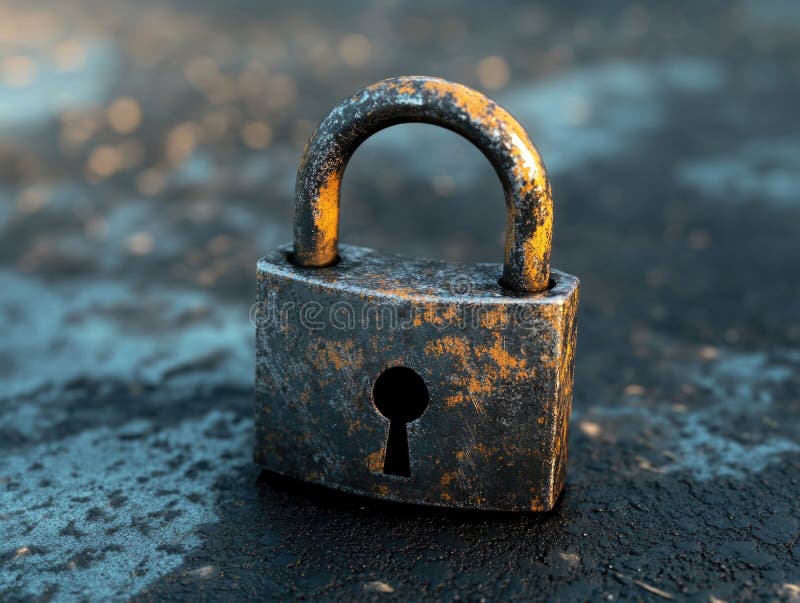 Rusty Padlock on Black Surface Stock Photo - Image of confidentiality ...