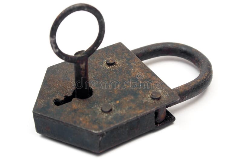 Rusty Padlock w/ Key stock image. Image of backgrounds - 1278225