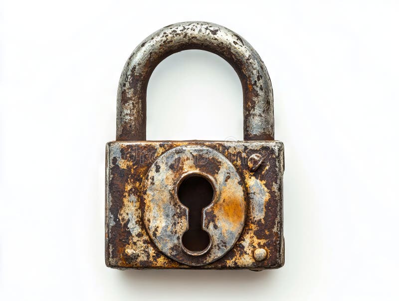A Rusty Padlock on a White Background Stock Photo - Image of rusted ...