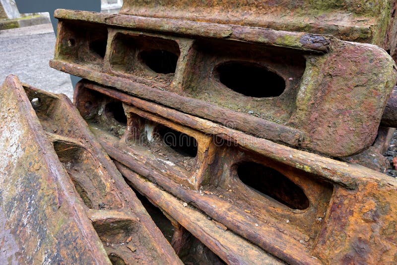 Rusty Pile of Iron Sleepers Stock Image - Image of beam, construction ...