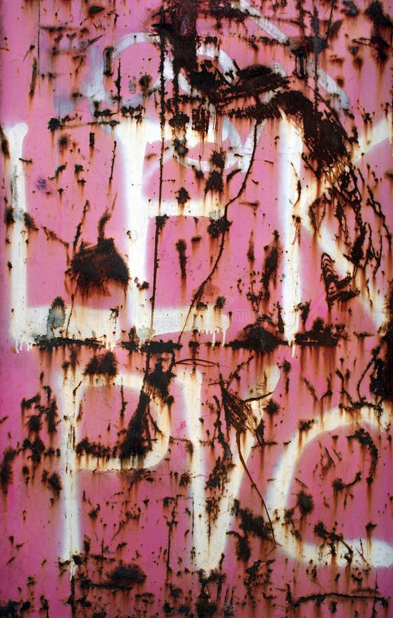 Rusty pink metal stock image. Image of door, graffiti - 2382713
