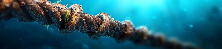 Rusty Pipe and Cable Tangle Covered with Barnacles Underwater Stock ...