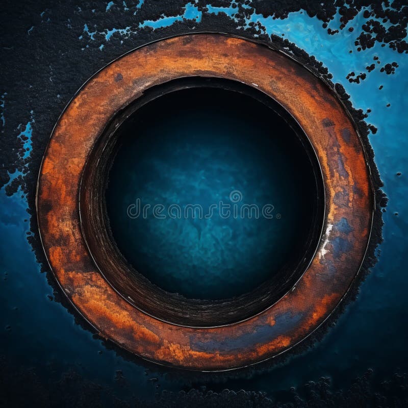Rusted Metal Ring on Blue Water: Industrial Futurism Photography Stock ...