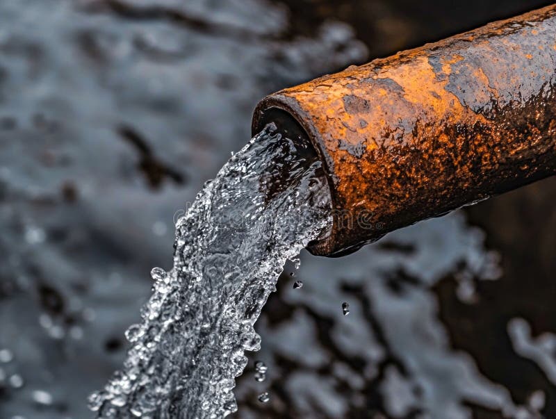 Rusty Pipe with Flowing Water Stock Illustration - Illustration of ...