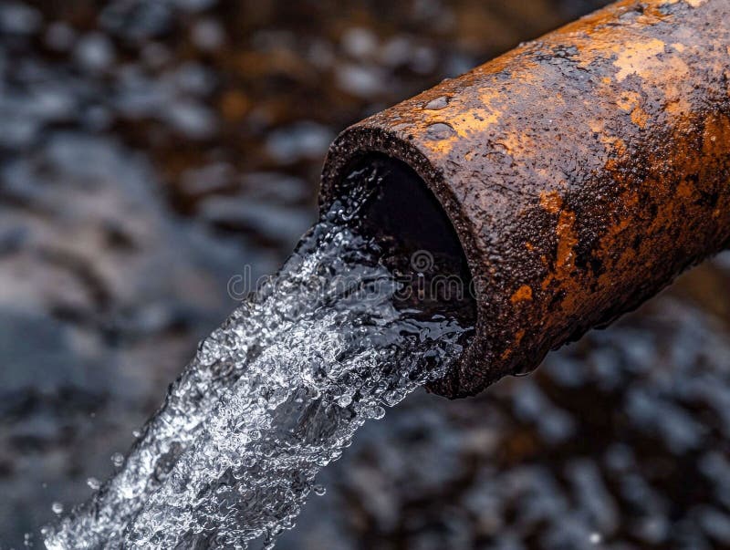 Rusty Pipe with Flowing Water Stock Illustration - Illustration of ...