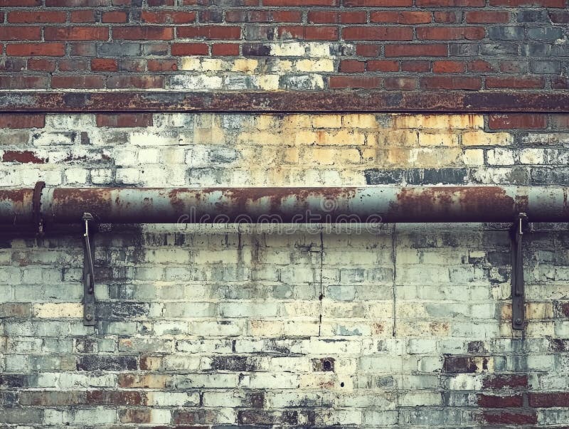 A Rusty Pipe is Leaning Against a Brick Wall Stock Image - Image of ...