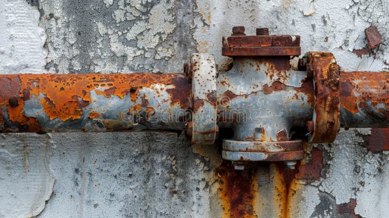 Rusty Pipe and Wall with Flaking Paint Stock Image - Image of rust ...
