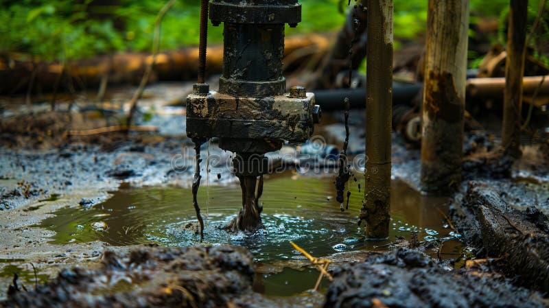 A Rusty Pipe that is Sitting in the Mud Stock Photo - Image of trees ...