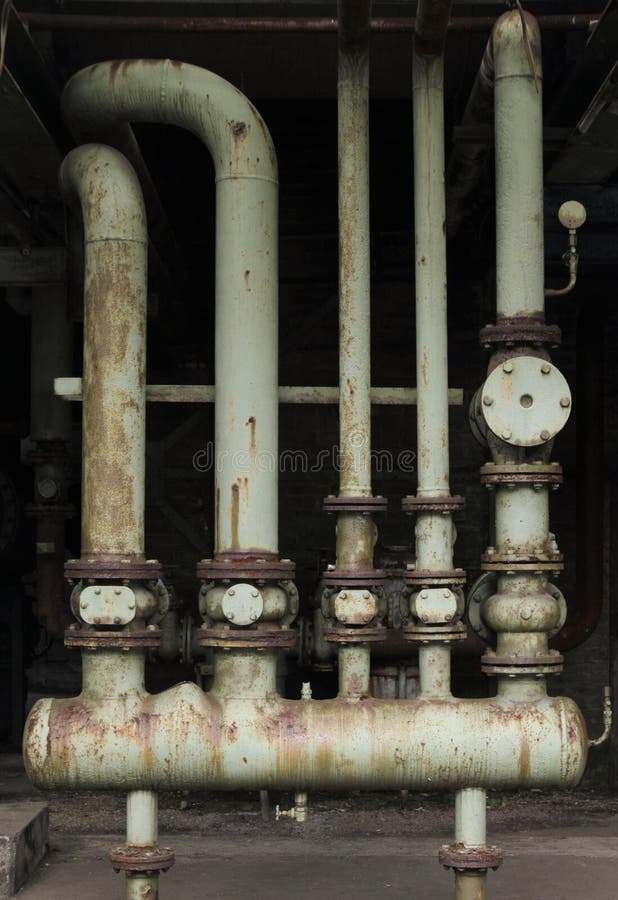 Rusty Pipe System in a Steel Factory Stock Image - Image of vintage ...