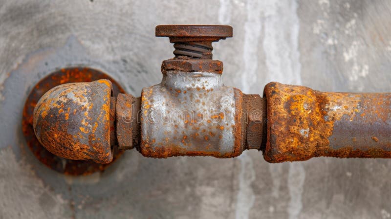 A Rusty Pipe with a Valve on it and Some Rust, AI Stock Photo - Image ...