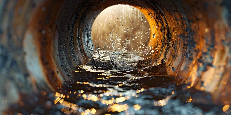 A Rusty Pipe with Water Inside Stock Photo - Image of industrial ...