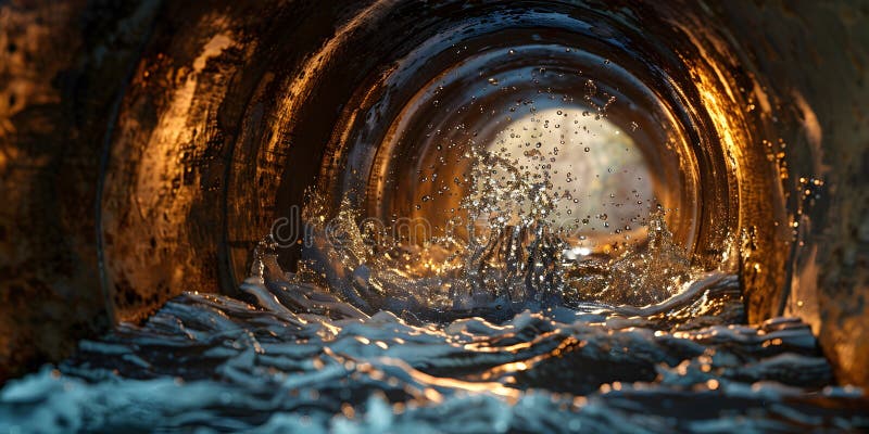 A Rusty Pipe with Water Inside Stock Image - Image of blue, electricity ...