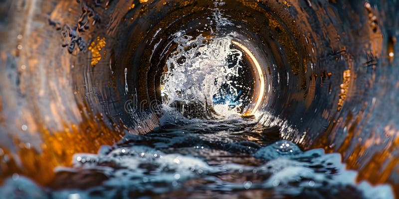 A Rusty Pipe with Water Inside Stock Image - Image of line, dirty ...