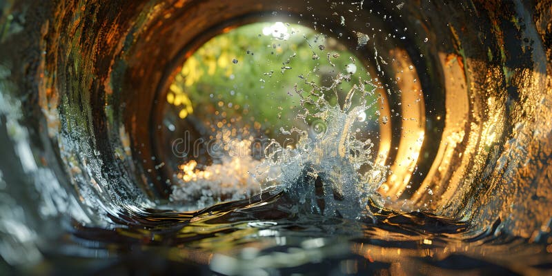 A Rusty Pipe with Water Inside Stock Photo - Image of engineering ...