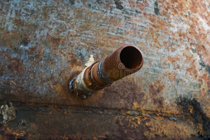 Old Rusty Pipe with Leak and Water Spraying Out Stock Image - Image of ...