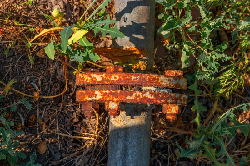 Rusty Pipes Connection. Large, Old and Rusty, Dilapidated Pipes ...