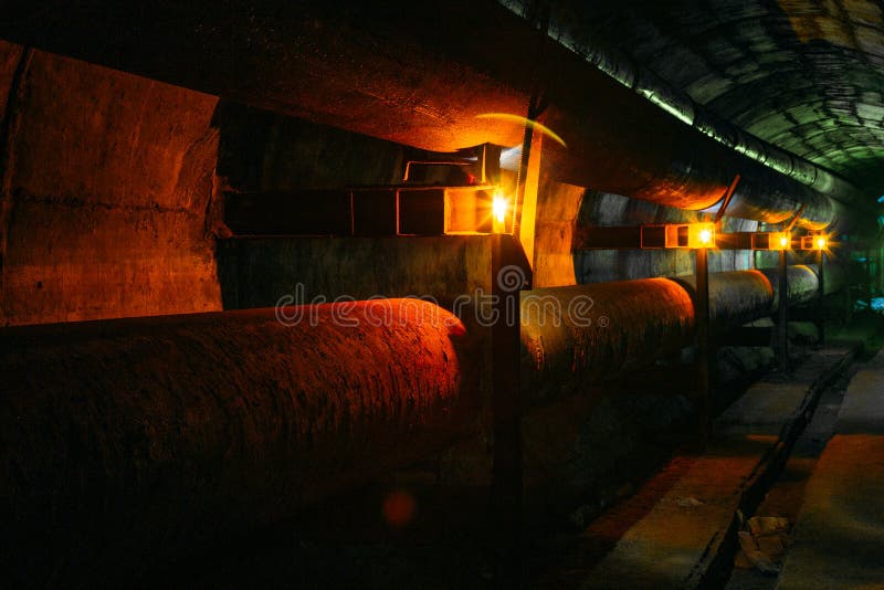 Rusty Pipes in Tunnel of Heating Duct System Stock Photo - Image of ...
