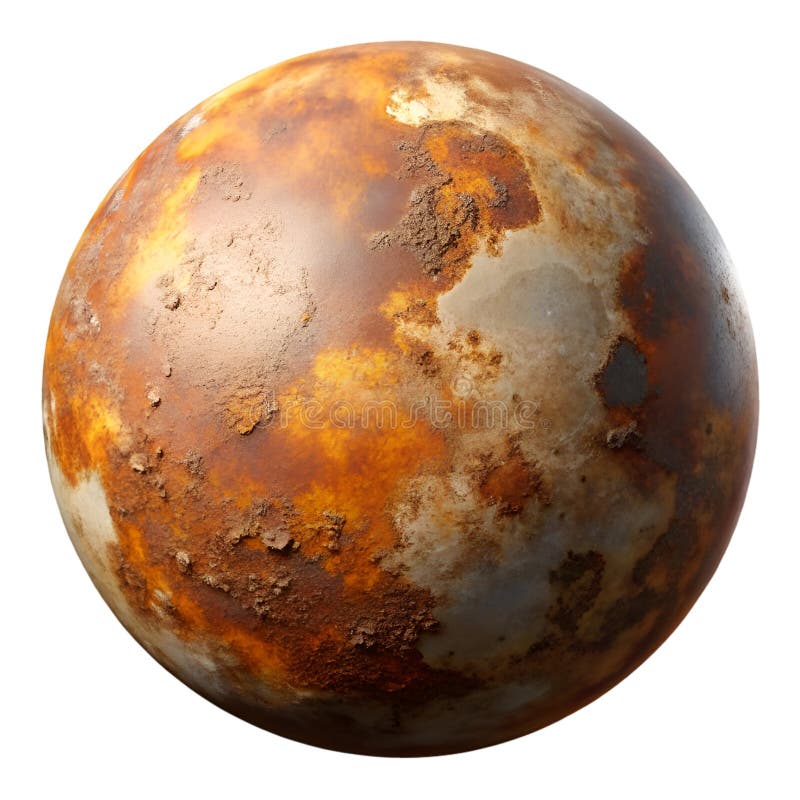 Rusty Planet Sphere Isolated on White Background Orange Stock ...