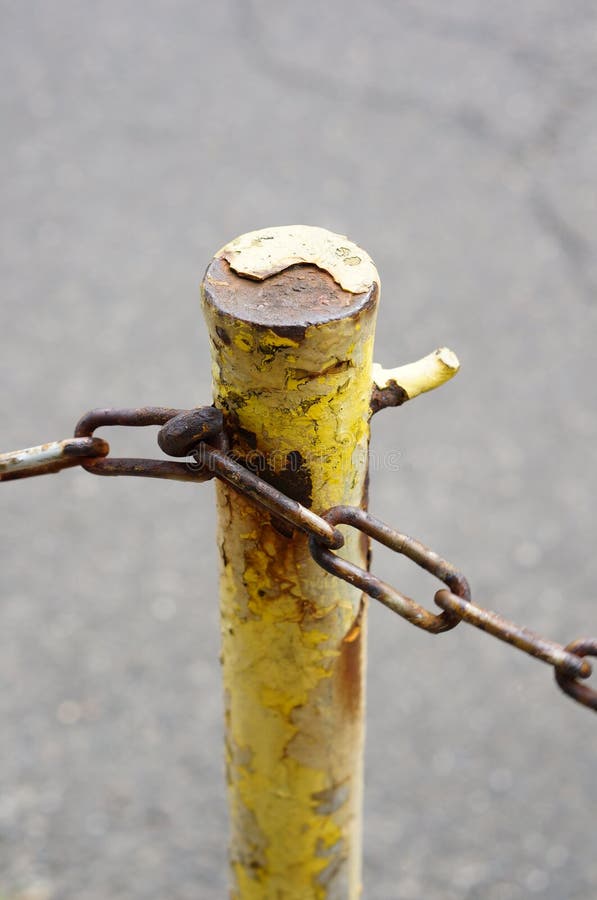 Rusty pole with chain stock image. Image of damaged, rusty - 79419521