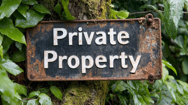 Rusty Private Property Sign, a Vintage, Weathered Texture Depicting ...