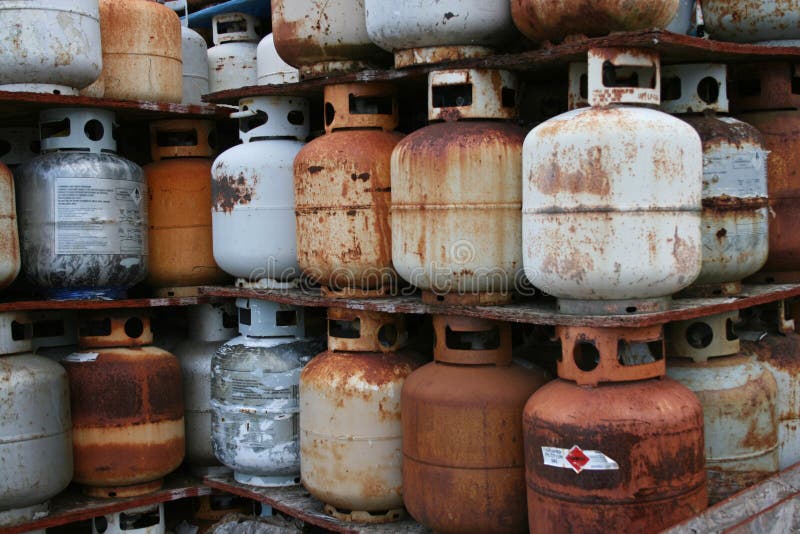 Rusty Propane Cylinders stock image. Image of deteriorate - 33518211