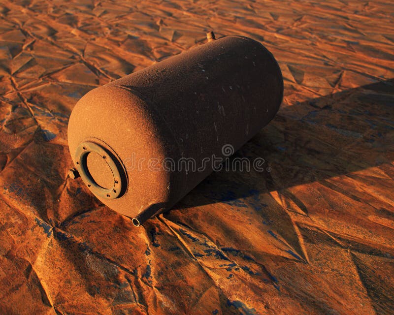 Rusty Propane Tank on Weathered Metal Sheet. Stock Photo - Image of ...