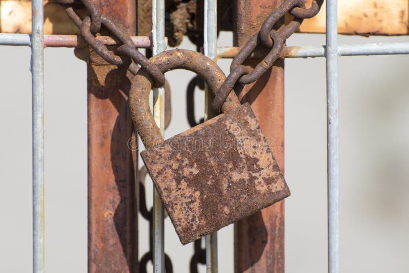 Old Rusty Pudlock. the Tradition of Locking Padlocks on a Bridge for a ...