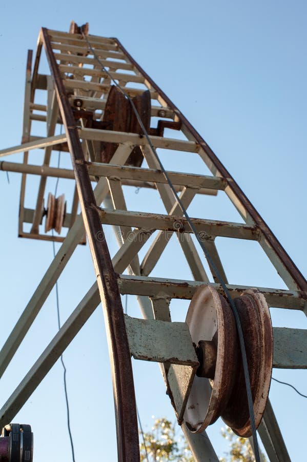 Mine Shaft Pulley and Cable Stock Photo - Image of gear, architecture ...