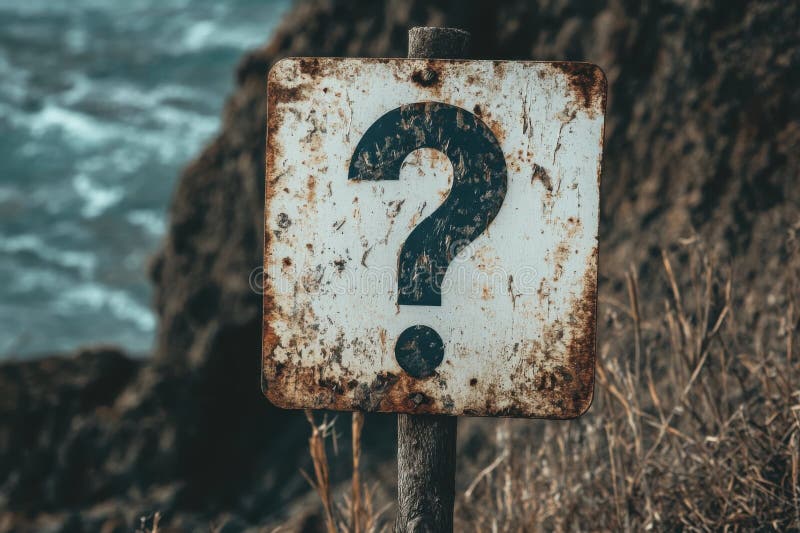 Rusty Question Mark Sign by the Sea Stock Photo - Image of conceptual ...