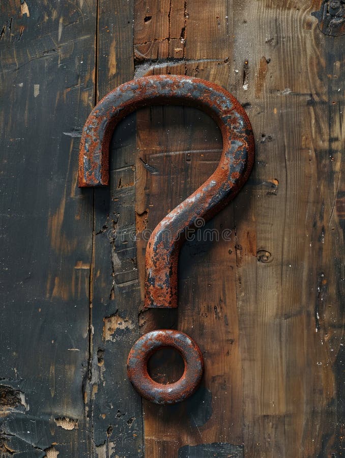 Rusty Question Mark on a Weathered Wooden Background. Stock Image ...