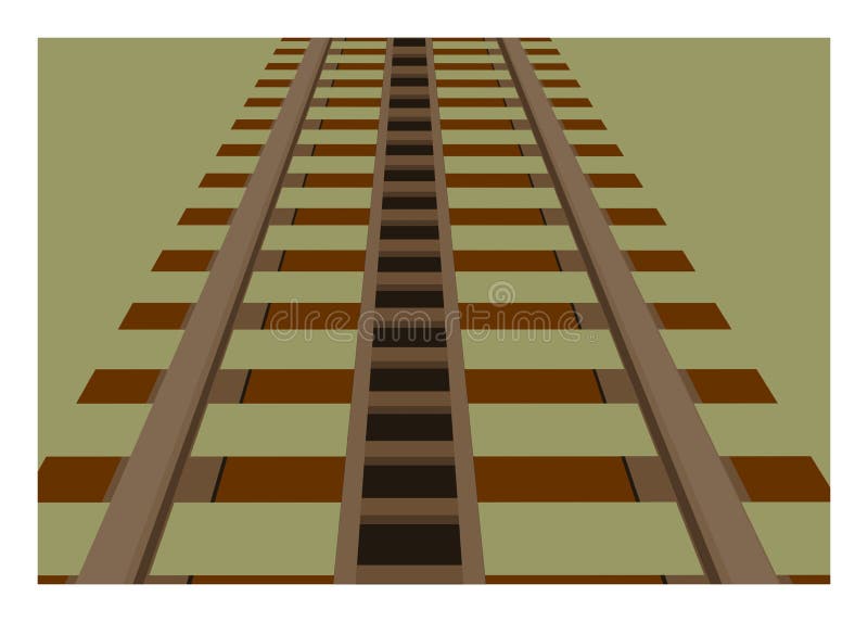Rusty Rack Railway Track in Perspective View. Simple Flat Illustration ...
